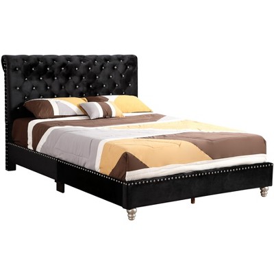 Passion Furniture Maxx Black Tufted Upholstered King Panel Bed : Target
