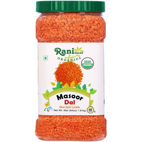 Organic Masoor Dal (red Split Lentils) - 64oz (4lbs) 1.81kg - Rani ...