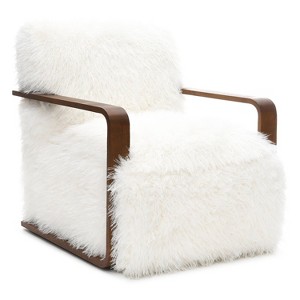 Furniture of America Cerone Modern Shaggy Faux Fur Accent Chair with ...