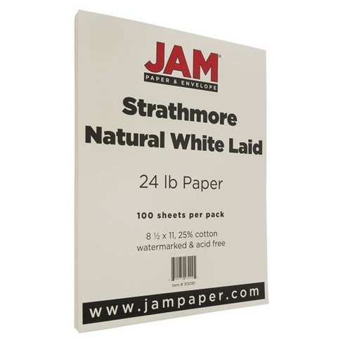 Jam Paper Strathmore 24lb Paper - 8.5 X 11 - Natural White Laid - 100 ...