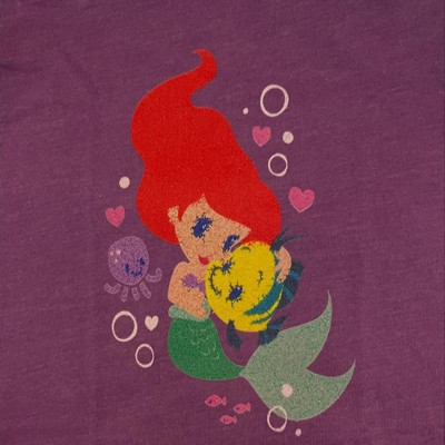 Girl's The Little Mermaid Ariel Flounder Hug T-shirt - Purple Berry ...