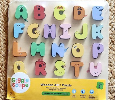 Wooden Abc Puzzle - 27pc - Gigglescape™: Alphabet Peg Toy, Educational ...