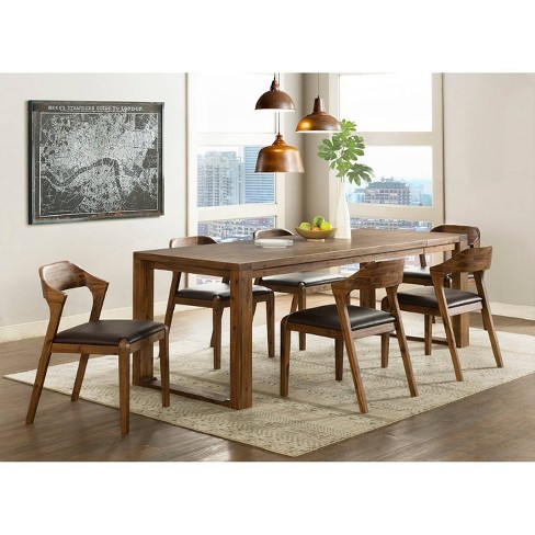 7pc Rasmus Extendable Dining Table Set With Side Chairs Chestnut ...