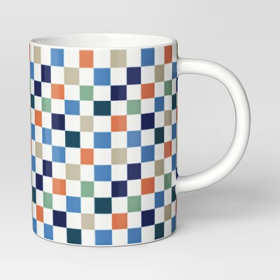 16oz Stoneware Checkerboard Mug Green - Room Essentials™: Coffee Cup ...