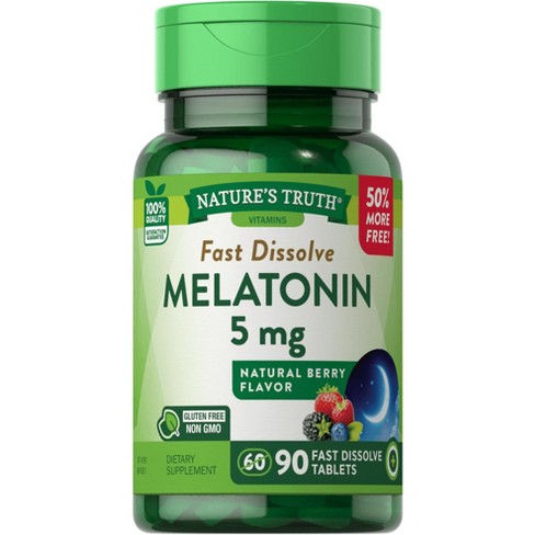 Nature's Truth Melatonin 5 Mg | 90 Fast Dissolve Tablets | Natural ...