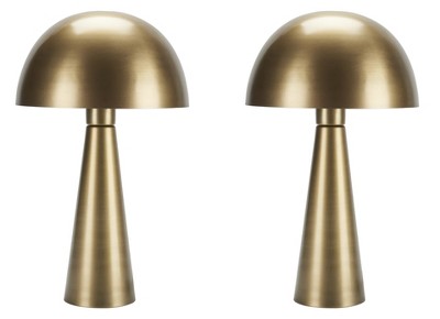 16" Modern Iron Mushroom Gold Table Lamp Set Of 2 - Nourison : Target