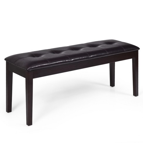 Upholstered Pu Dining Room Bench Solid Wood Button Tufted Dining Room ...