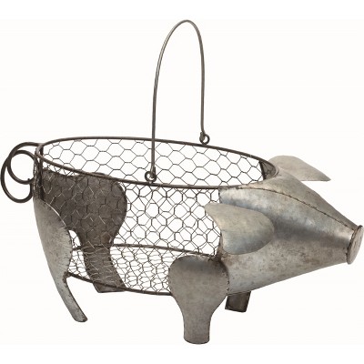 Transpac Metal 17.25 In. Silver Spring Mesh Pig Container : Target