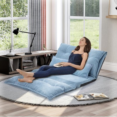 Cyrus 45.67" W Blue Tufted Polyester 5 Levels Adjustable Folding ...