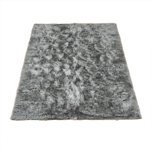 Walk On Me Faux Fur Super Soft Rug With Non-slip Backing 5'x7' Gray ...