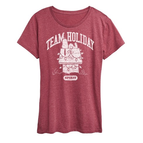 Women's Peanuts Snoopy Team Holiday Spirit Short Sleeve Graphic T-shirt ...