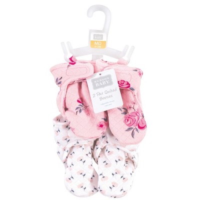 Hudson Baby Infant And Toddler Girl Quilted Booties 2pk, Pink Navy ...