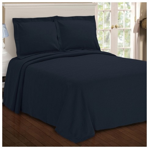 Paisley Jacquard Matelasse Cotton Bedspread Set, King, Navy Blue - Blue ...