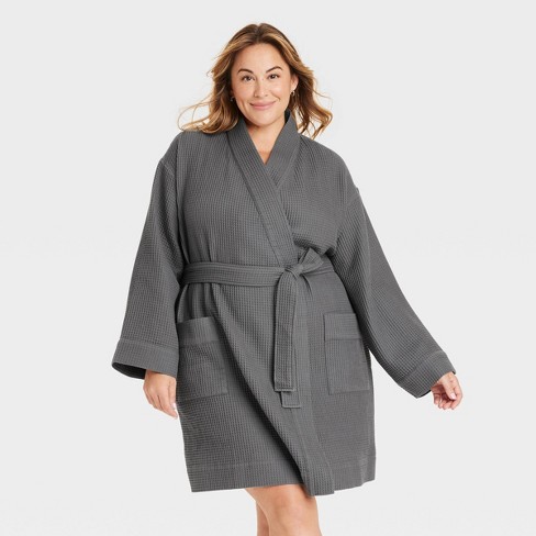 Women's Waffle Robe - Auden™ Dark Gray 1x/2x : Target