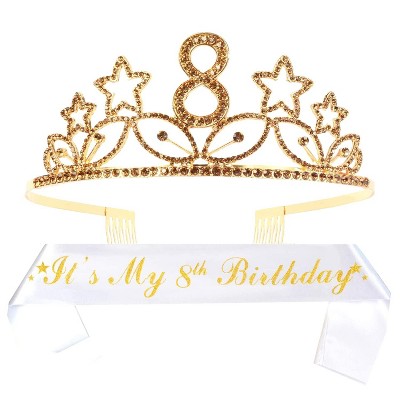 Meant2be 8th Birthday Sash & Tiara For Women - Gold : Target