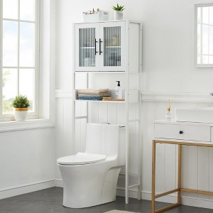 Whizmax Over The Toilet Storage Cabinet Bathroom Above Toilet Storage Cabinet With Glass Doors And Adjustable Shelves Large Capacity White Target