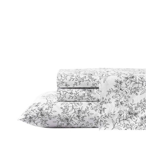 Full Printed Pattern Percale Cotton Sheet Set Hawley Floral - Stone ...