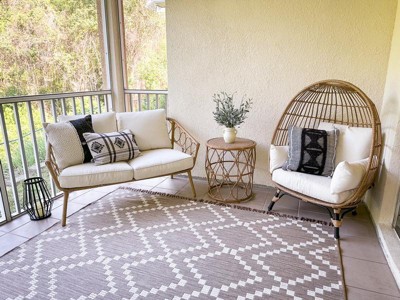 Check Diamonds Outdoor Rug Tan - Threshold™ : Target