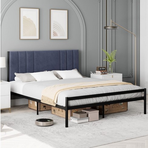 Platform Bed Frame With Velvet Headboard : Target