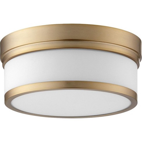 Quorum Lighting Celeste Glass Flush Mount - 2 Lights, Aged Brass, 12 ...
