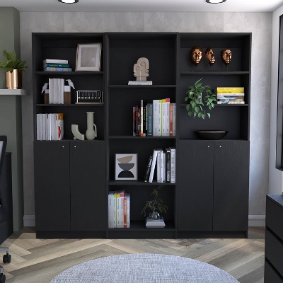 Xiyuyeu 3 Piece Bookcase Set 74" Wide Storage Cabinet Bookshelf With 10 ...