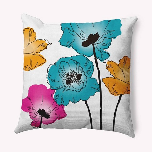 16"x16" Popping Poppies Floral Square Throw Pillow - E By Design : Target