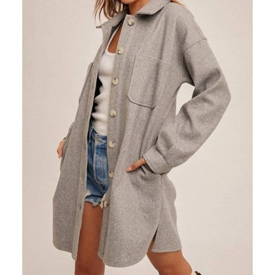 Women's Button Down Longline Shacket - Hem & Thread S : Target