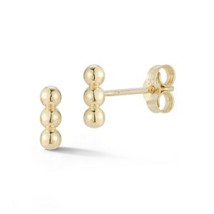 Sphera Milano 14K Gold Triple Bead Bar Stud Earrings : Target