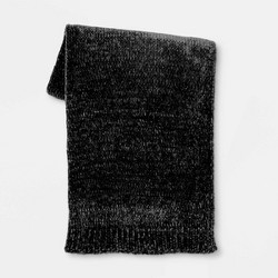 50"x60" Shiny Waffle Chenille Knit Throw Blanket Charcoal Gray ...