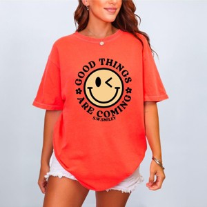 S.W.Smiley Good Things Are Coming Smiley Face - Women's Garment Dyed ...