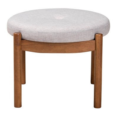 Iliana Fabric And Wood Ottoman Footstool Dark Gray/walnut Brown ...