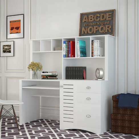 Home Office Desk Computer Desk With Hutch, Writing Desk Workstation ...