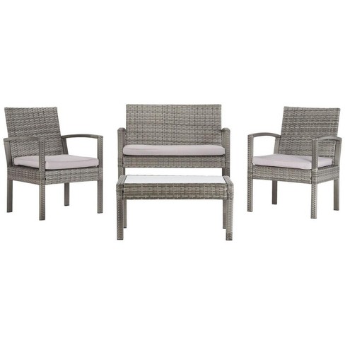 Bassey 4 Piece Patio Outdoor Living Set - Grey/grey - Safavieh : Target