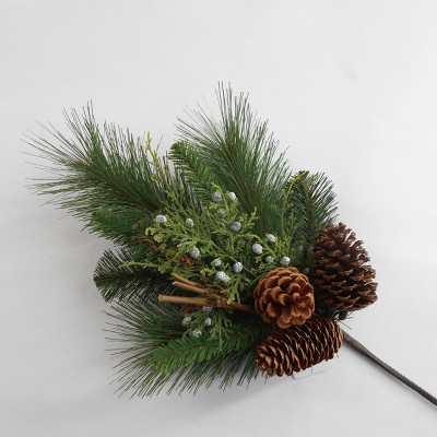 Sullivan's Christmas Pine with Cones Spray, Mixed Green Faux Floral ...