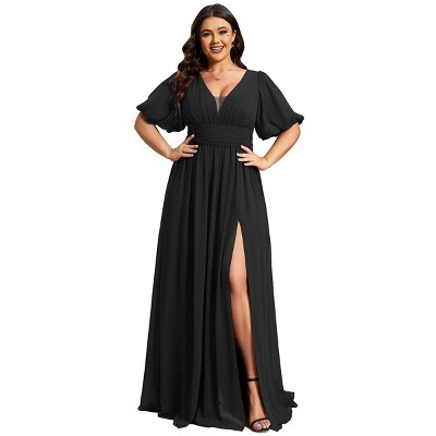 Women's Black Formal Dress A Line Maxi Evening Dress Ee01385, 14 : Target
