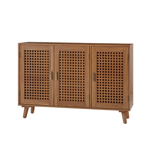 Alexis 3-door Accent Cabinet With Lattice Doors Storage Sideboard ...