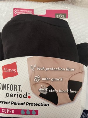 Hanes Women's 3pk Super Period Briefs - Black : Target