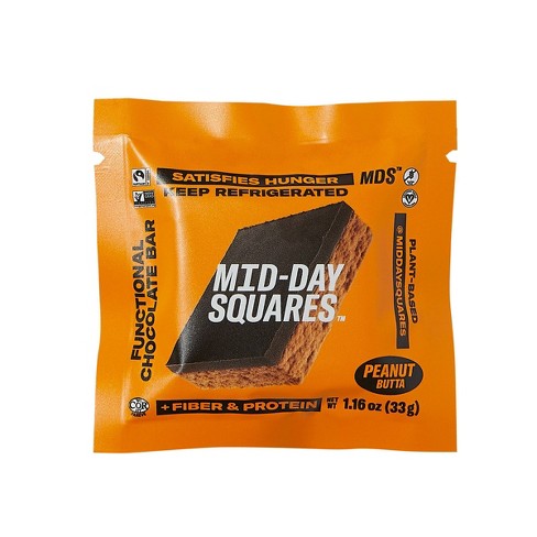 Mid-day Squares Peanut Butta Organic Plant Based Functional Chocolate ...