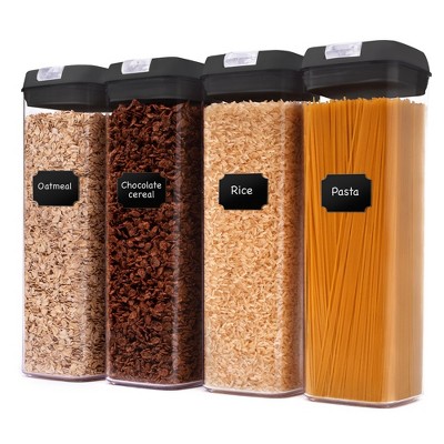 Cheer Collection Set Of 4 65oz Airtight Food Storage Containers (black ...