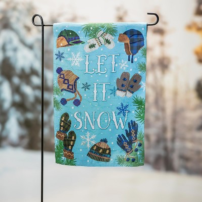 Evergreen Let It Snow Suede Garden Flag 12 x 18 Inches Indoor Outdoor ...