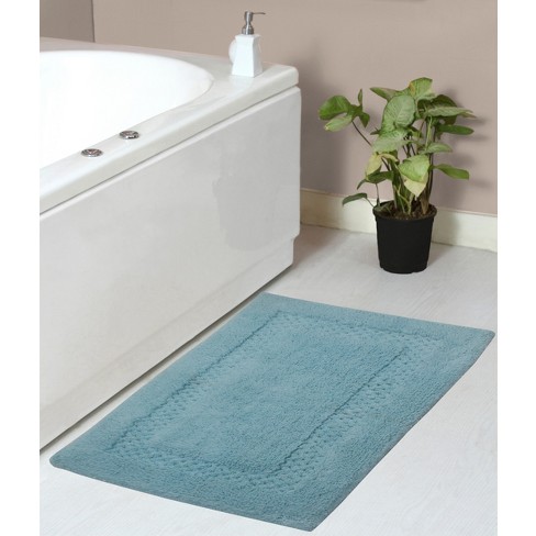 21"x34" Classy Bathmat Collection Aqua Cotton Tufted Bath Rug - Home ...