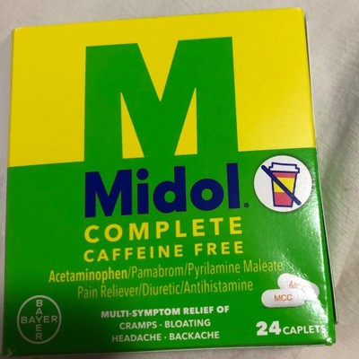 Midol Complete Menstrual Relief Acetaminophen Caffeine Free Caplets ...