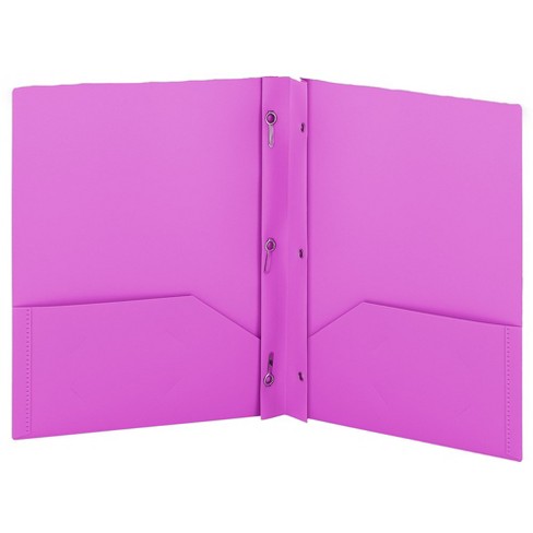 Enday Plastic 2-pockets Poly Portfolio W/ 3 Prongs, Purple : Target