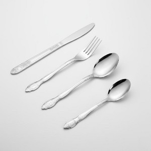 Stainless Steel Flatware Set – Deluxe 4-Piece Cutlery with Dinner Fork ...