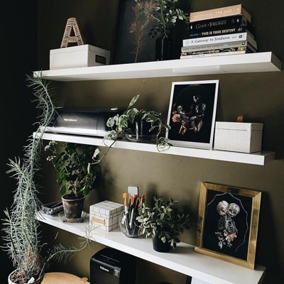 48" Slim Low Profile Floating Wall Shelf White - Inplace : Target