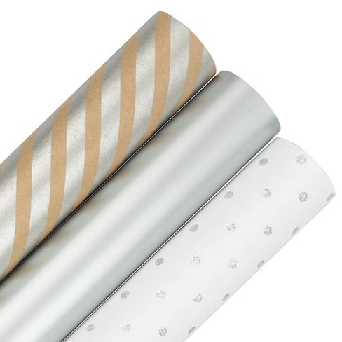JAM Paper Envelope 3ct Gift Wrap Rolls Silver