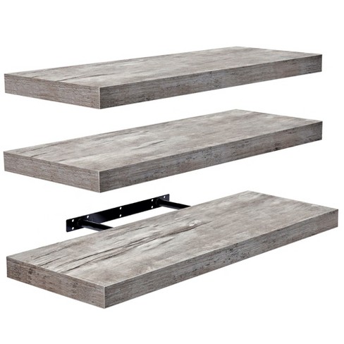 Set Of 3 (24"x9") Sorbus Rectangle Floating Shelves With Invisible ...