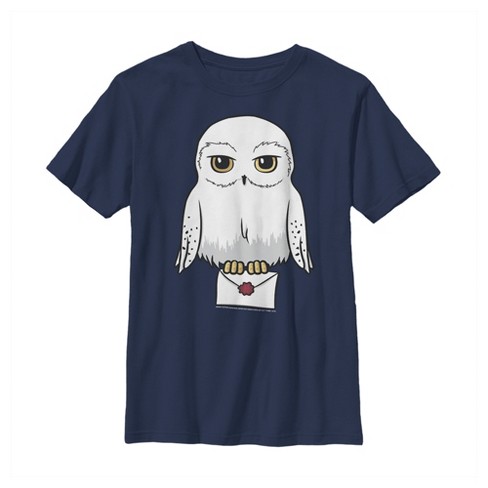 Boy's Harry Potter Cartoon Hedwig Letter T-shirt - Navy Blue - Large ...
