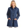 Collections Etc Stylish Back Pleated Button Front Long Sleeve Denim ...