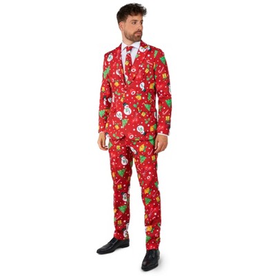 Suitmeister Men's Christmas Party Suits - Christmas Trees Stars - Red ...
